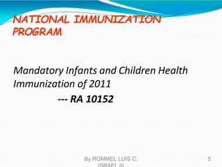 NATIONAL IMMUNIZATION PROGRAM Formerly EPI) | PPTX