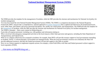 National Incident Management System NIMS | PPT