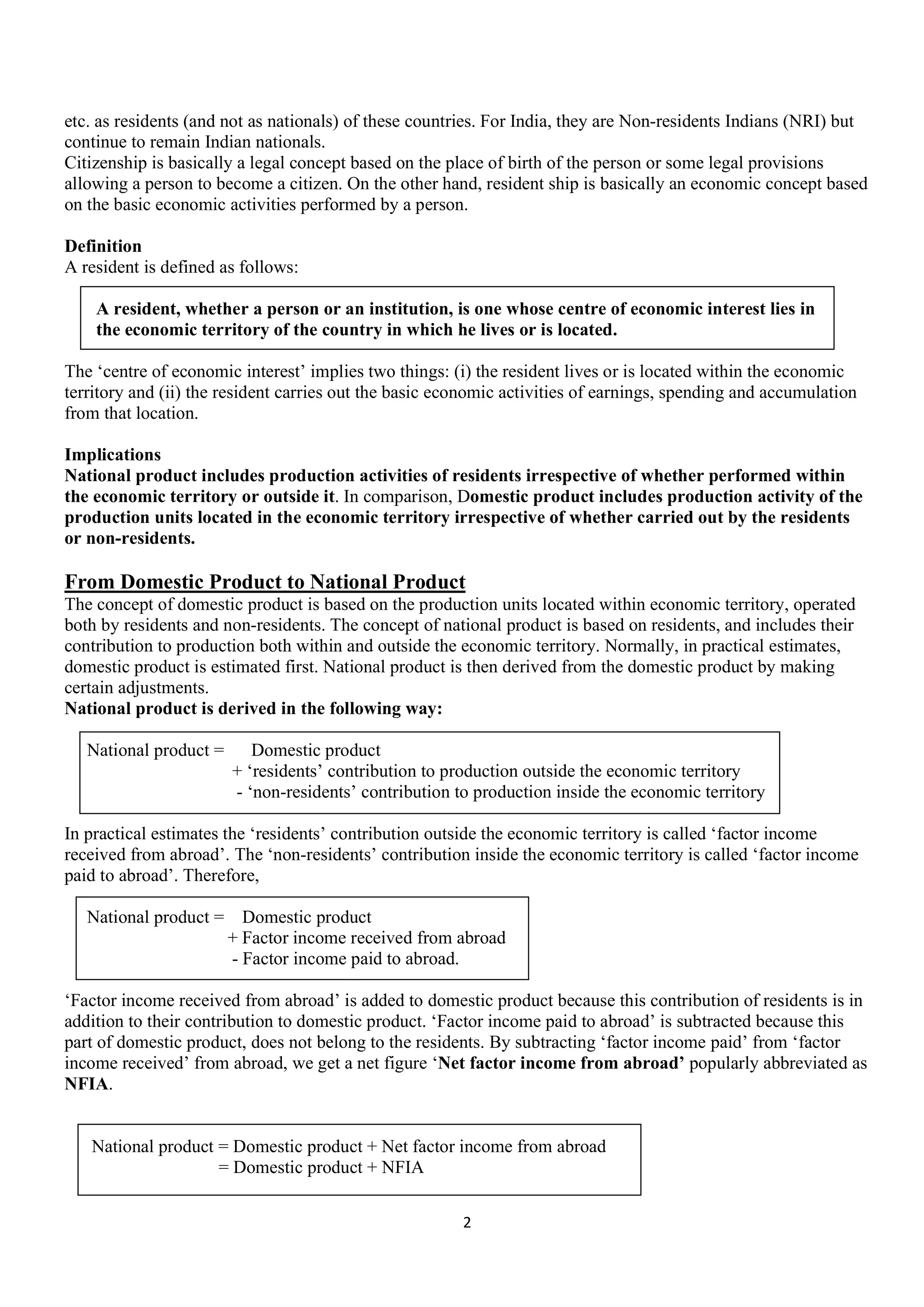 National income important notes | PDF