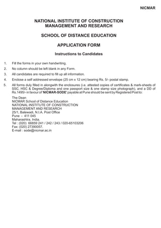 National Institute of Construction Management and Research (NICMAR ...