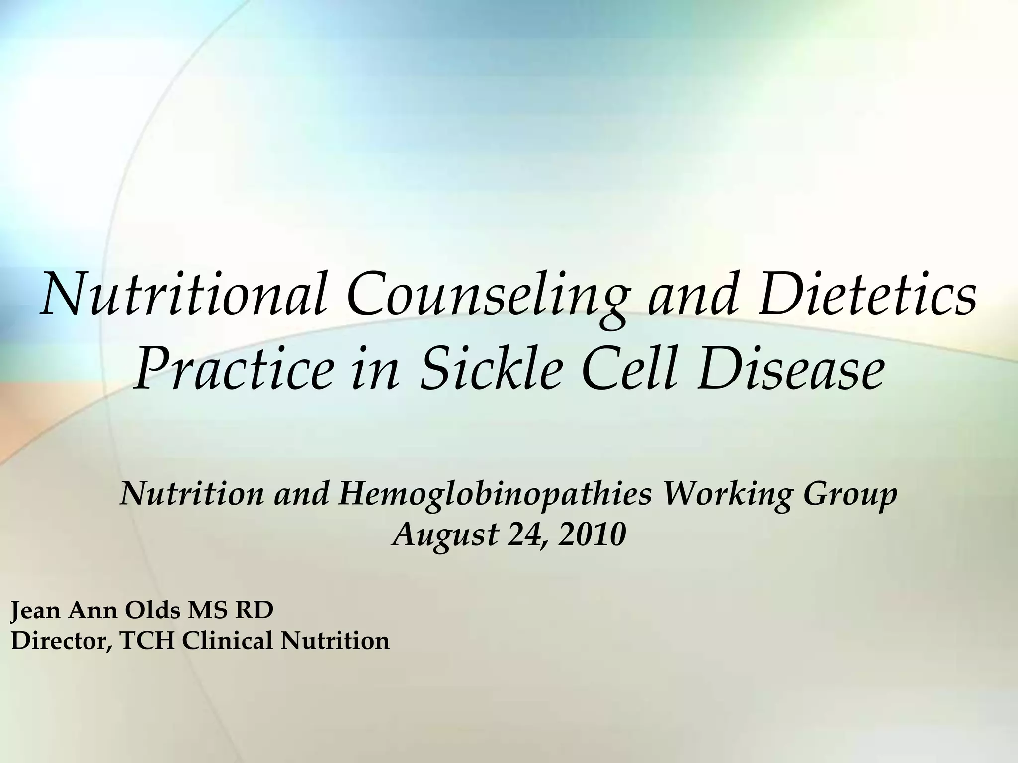 NIH Presentation Nutritional Counseling and Dietetics Practice in ...