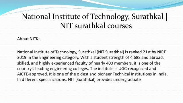 National Institute of Technology, Surathkal | NIT surathkal courses | PPTX