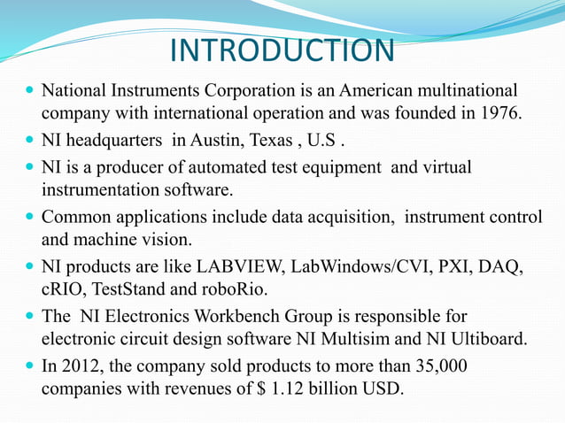 National instruments for Academics: labview multisim & elsvi | PPT