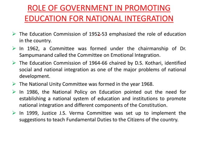 Role of Education in National integration | PPTX | Education industry ...