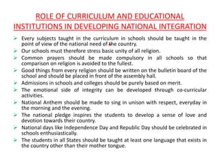 Role of Education in National integration | PPTX