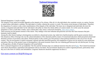 National Integration | PDF | Hinduism | Religion & Spirituality