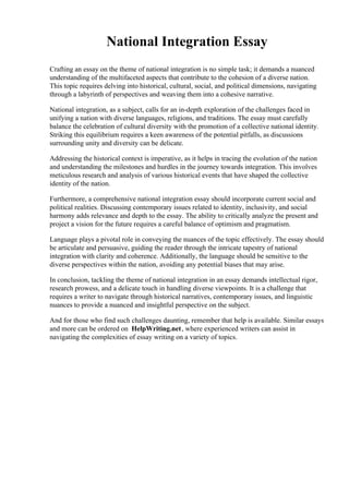 National Integration Essay | PDF