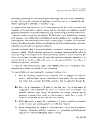 NATIONAL INTELLECTUAL PROPERTY POLICY- INDIA - 12.05.2016