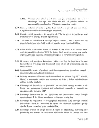NATIONAL INTELLECTUAL PROPERTY POLICY- INDIA - 12.05.2016