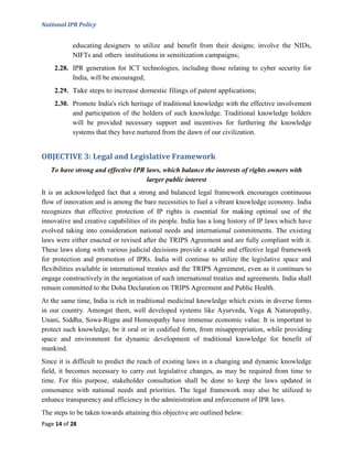 NATIONAL INTELLECTUAL PROPERTY POLICY- INDIA - 12.05.2016