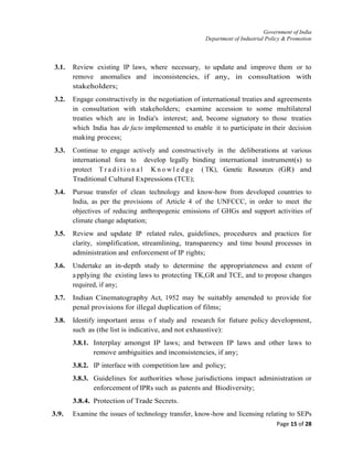 NATIONAL INTELLECTUAL PROPERTY POLICY- INDIA - 12.05.2016