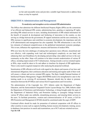 NATIONAL INTELLECTUAL PROPERTY POLICY- INDIA - 12.05.2016