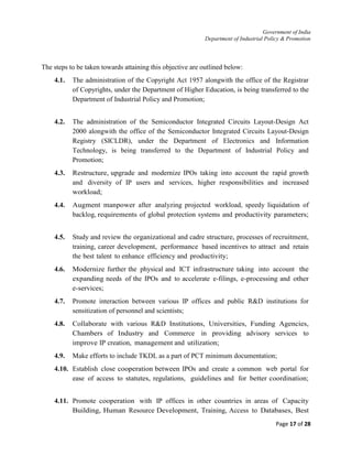 NATIONAL INTELLECTUAL PROPERTY POLICY- INDIA - 12.05.2016