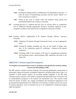 NATIONAL INTELLECTUAL PROPERTY POLICY- INDIA - 12.05.2016