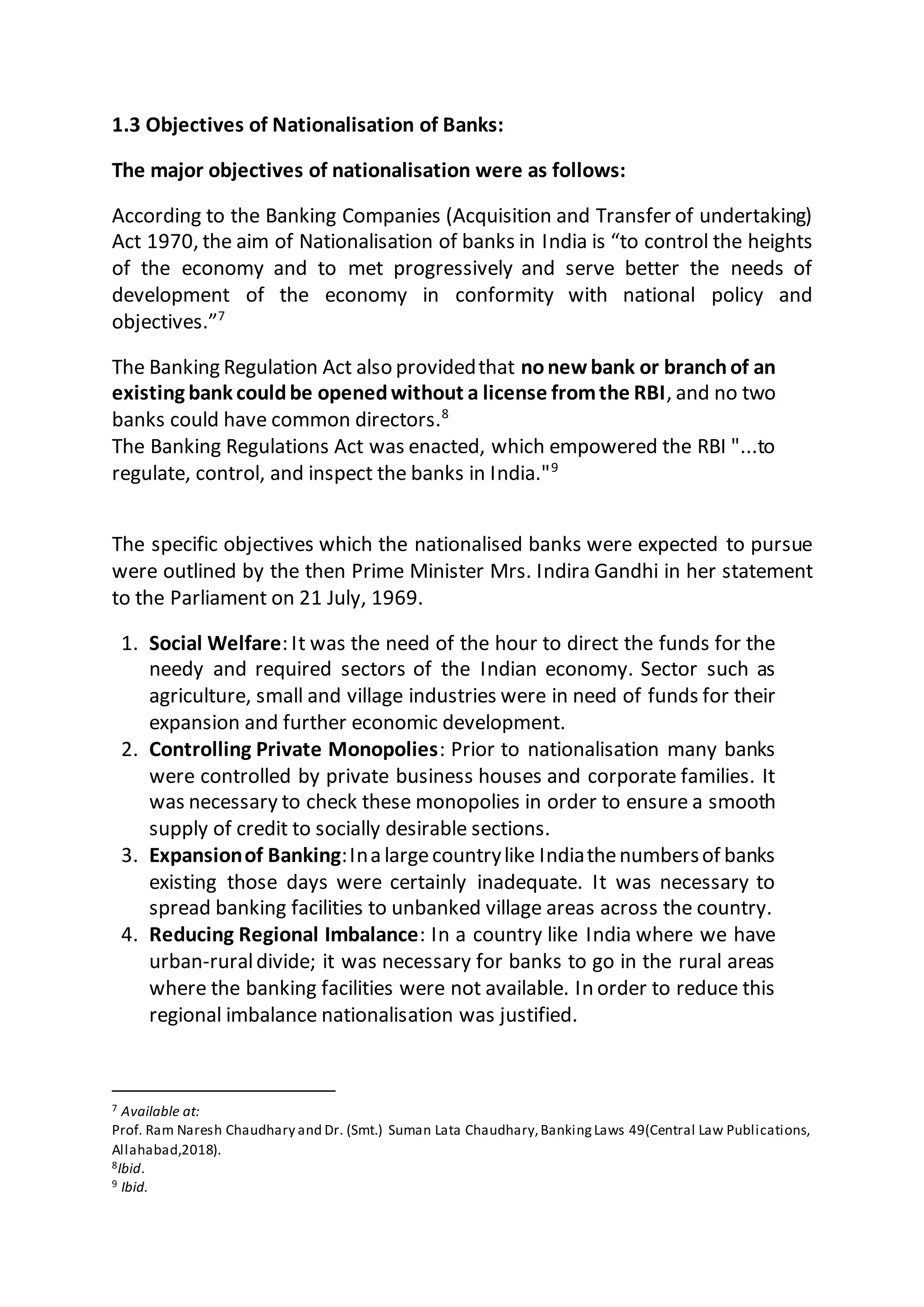 Nationalisation of banks and its impact | DOCX