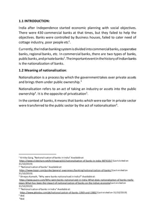 Nationalisation of banks and its impact | DOCX