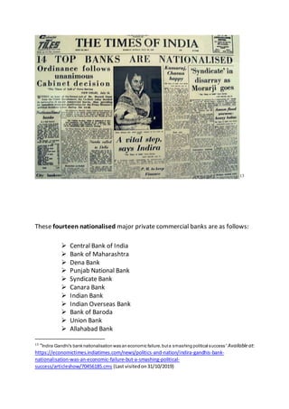 Nationalisation of banks and its impact | DOCX