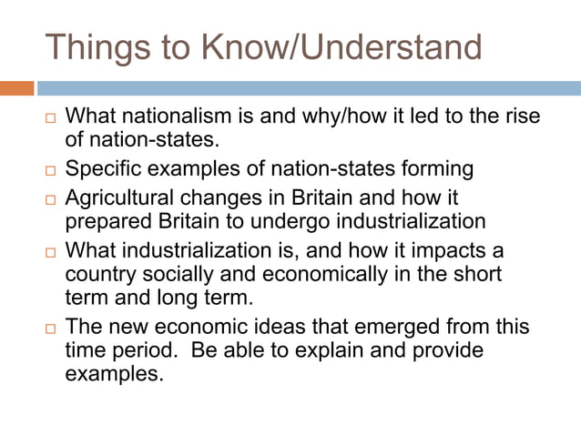 Nationalism and industrial revolution test review | PPTX | Educational ...