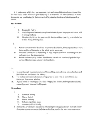 Nationalism xi questions | PDF