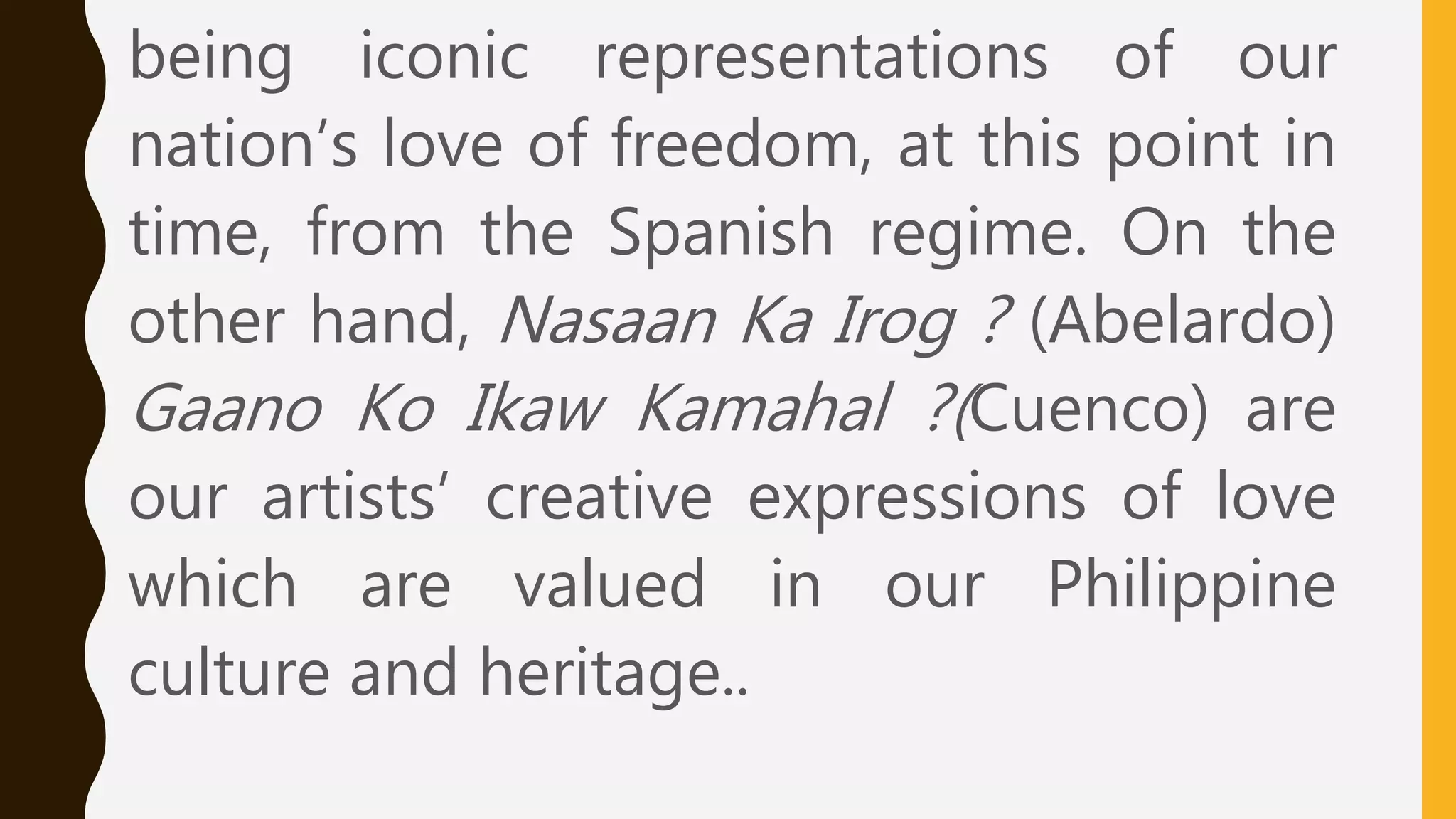 Nationalistic songs and Love Songs | PPTX