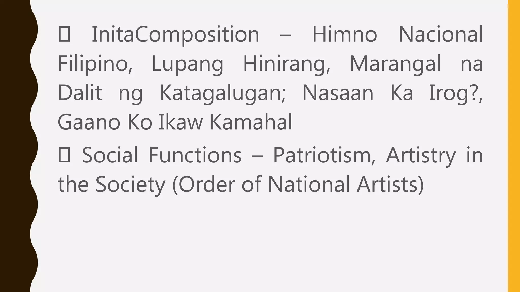 Nationalistic songs and Love Songs | PPTX