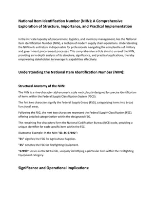National Item Identification Number.docx | Defense Industry | Industries