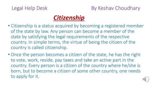 Nationality & Citizenship in international law | PPTX