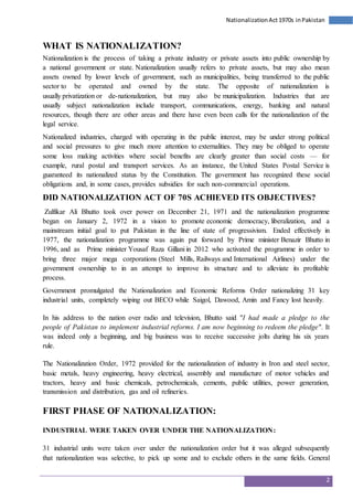 Nationalization Act In Pakistan | DOCX