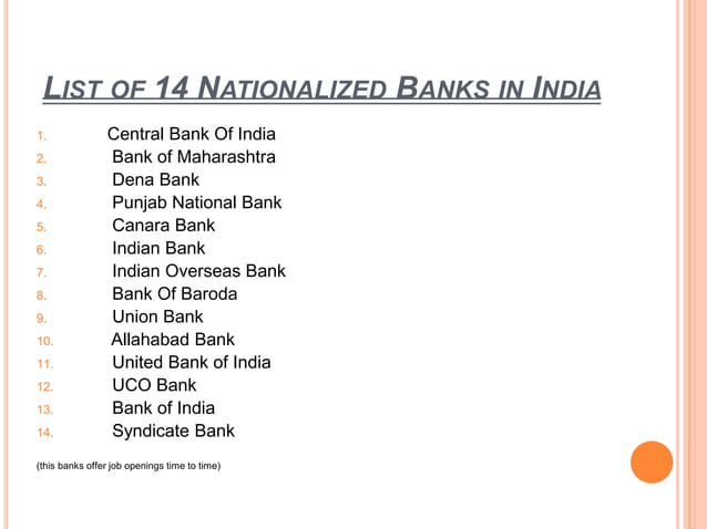 Nationalization of bank | PPTX