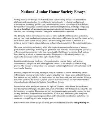 National Junior Honor Society Essays.pdf | Secondary Education | Education