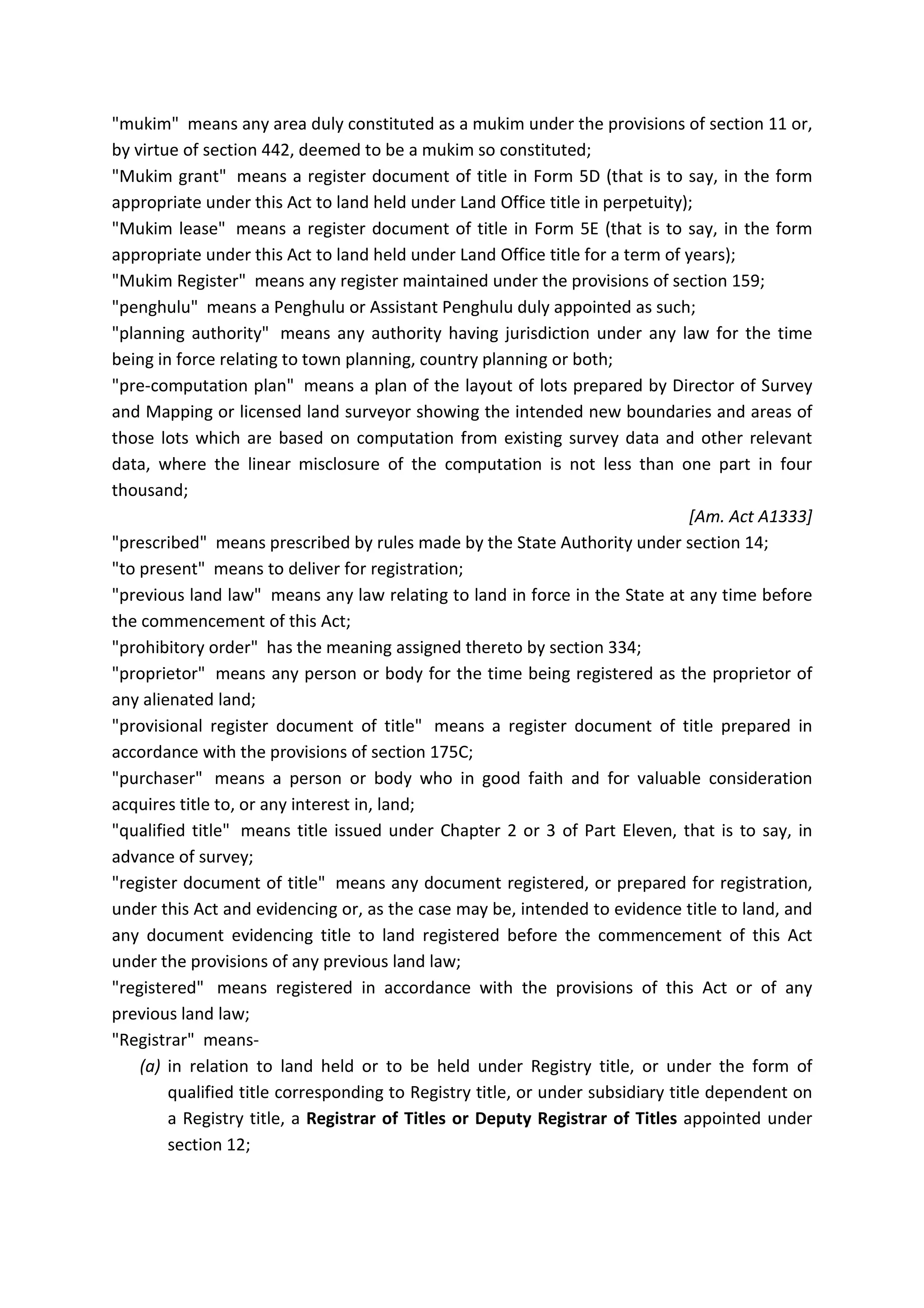 National land code 1965 | PDF