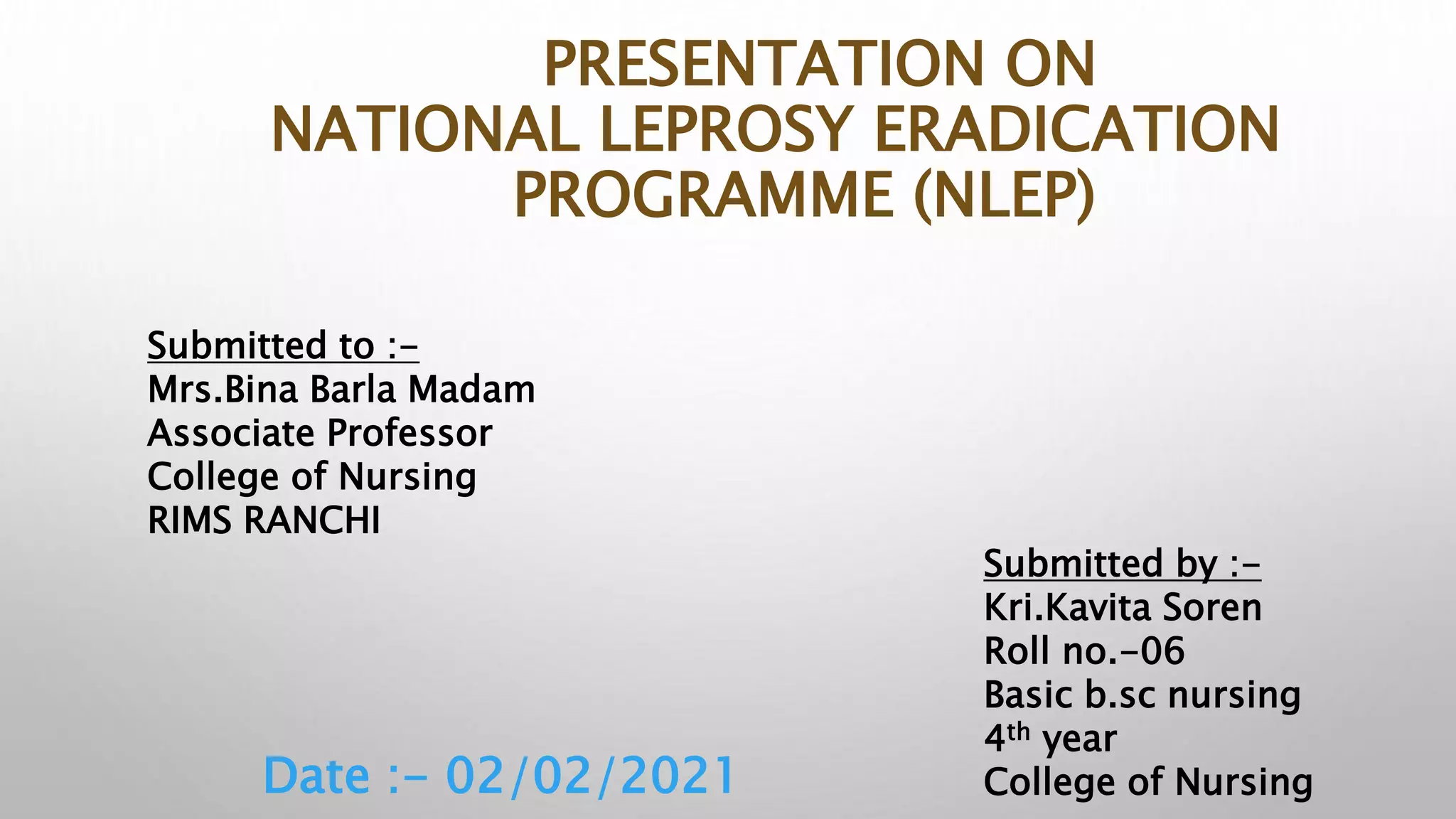National leprosy eradication program CHN | PPTX