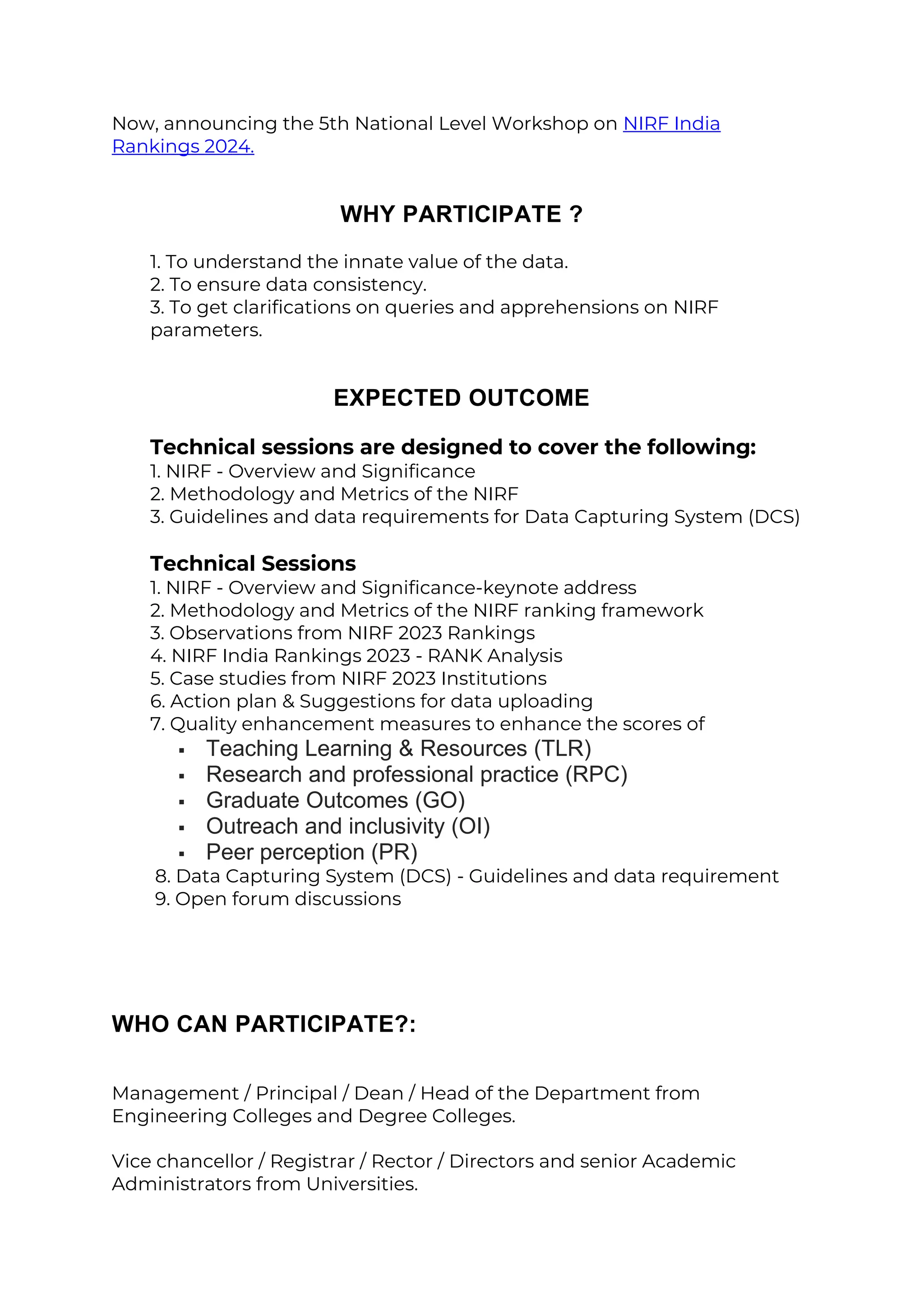 National level Workshop on NIRF India Rankings 2024.pdf