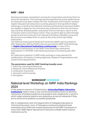 National level Workshop on NIRF India Rankings 2024.pdf