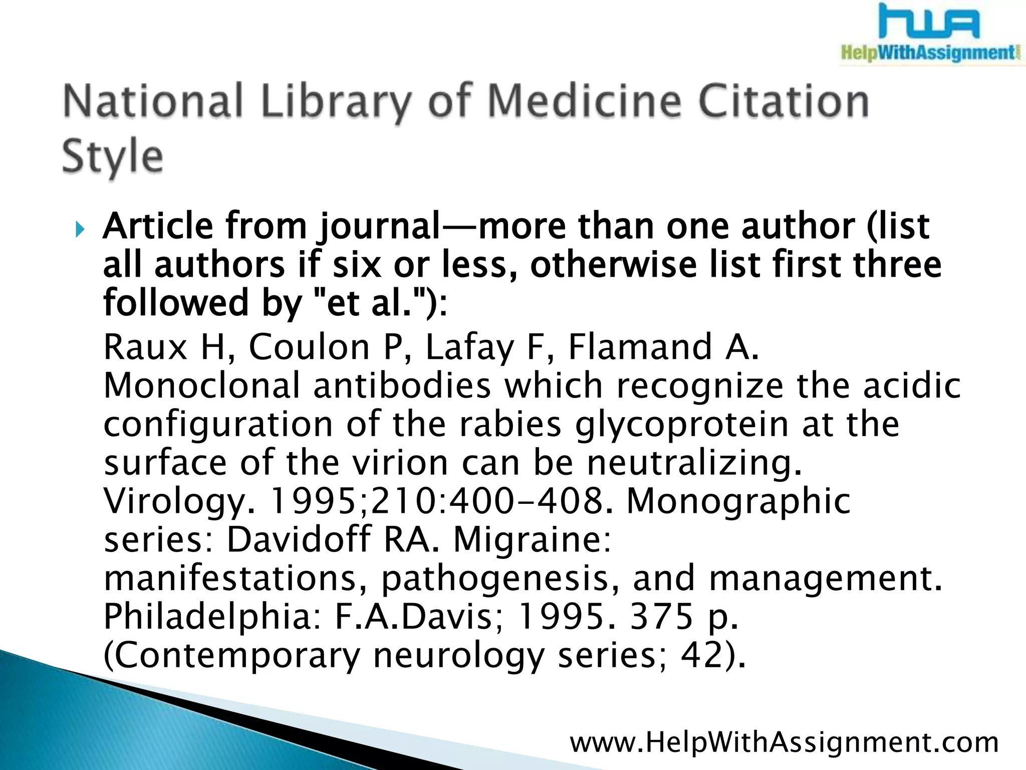 Brief explanation about National library of medicine citation style | PPTX