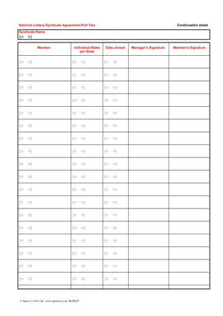 National lottery syndicate agreement | DOC