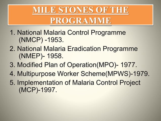 National malaria control programe | PPTX | Infectious Diseases ...