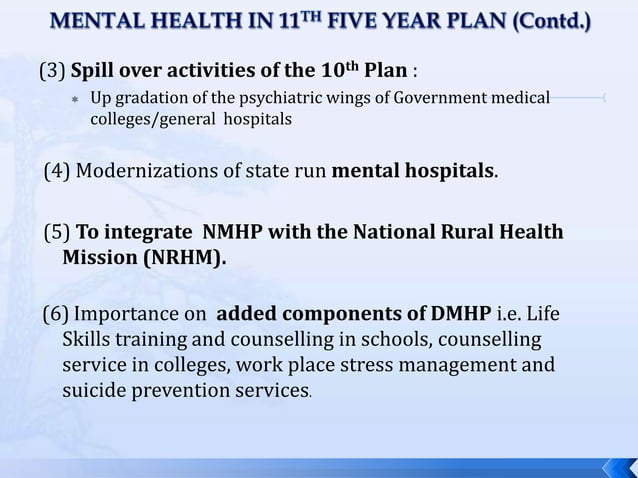 National mental health programme (nmhp) | PPTX | Mental Health ...