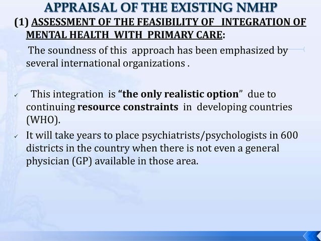 National mental health programme (nmhp) | PPTX | Mental Health ...