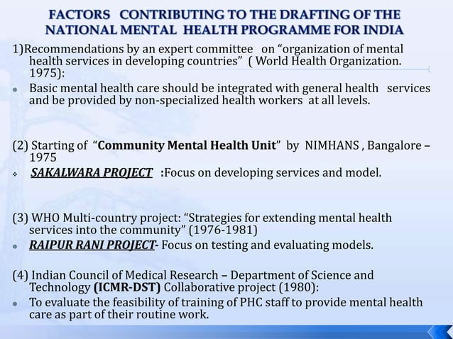 National mental health programme (nmhp) | PPTX | Mental Health ...