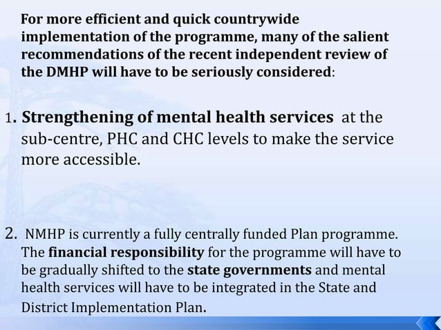 National mental health programme (nmhp) | PPTX | Mental Health ...