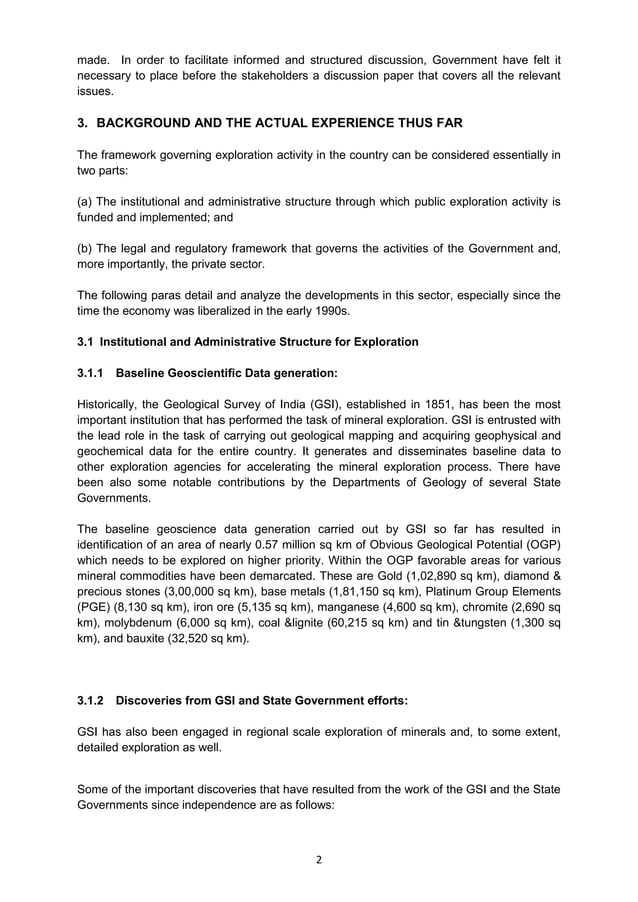 National mineral exploration policy(nmep)basepaper | PDF | Commodities ...