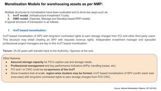 National monetization pipeline - WAREHOUSES | PPT