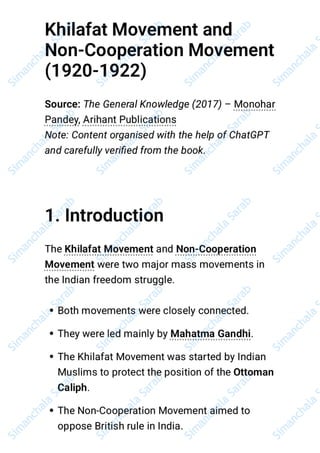 Indian National Movement (1920–1947) Complete Notes PDF by Simanchala ...