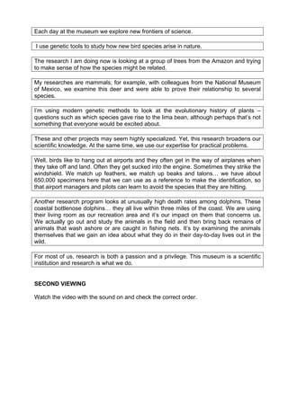 National Museum Of Natural History Smithsonian Student's Sheet | PDF