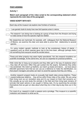 National Museum Of Natural History Smithsonian Student's Sheet | PDF