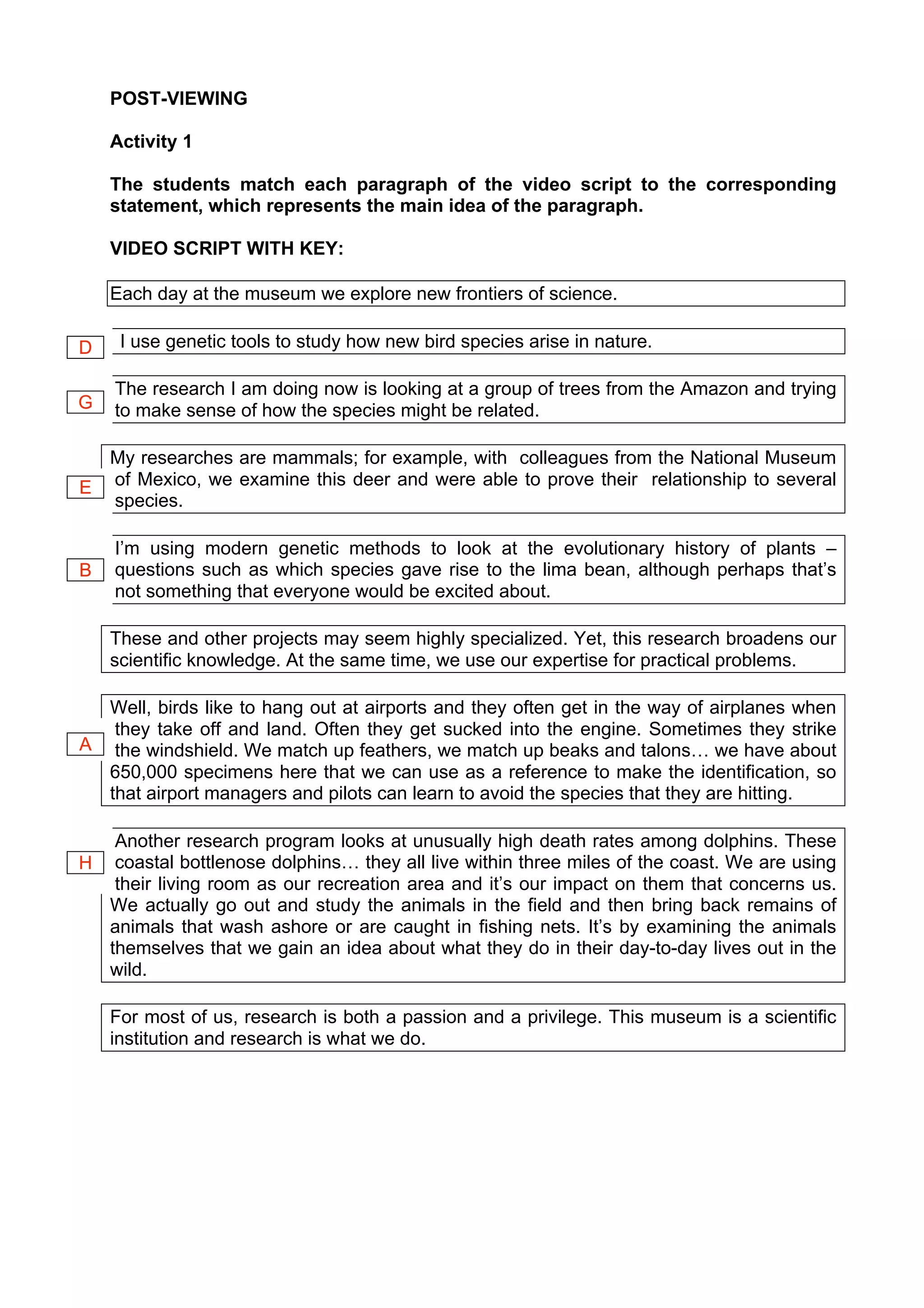 National Museum Of Natural History Smithsonian Teacher's Sheet | PDF
