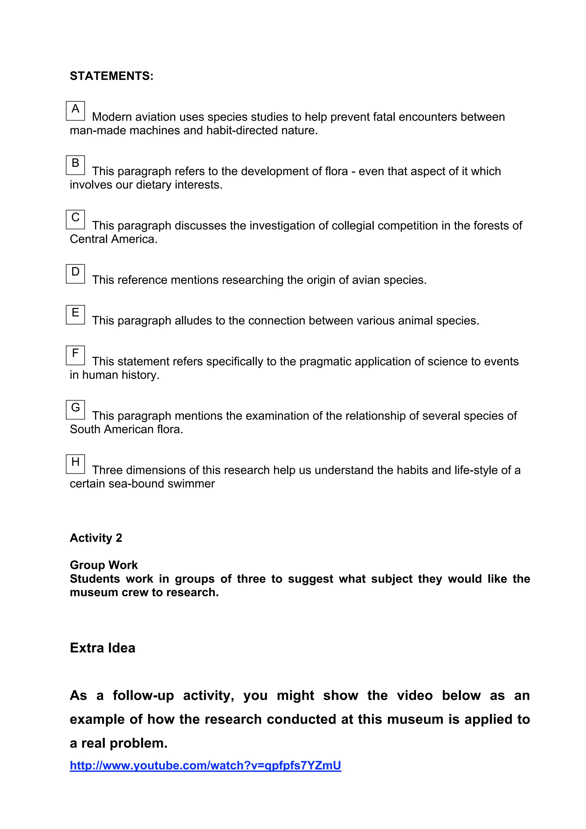 National Museum Of Natural History Smithsonian Teacher's Sheet | PDF