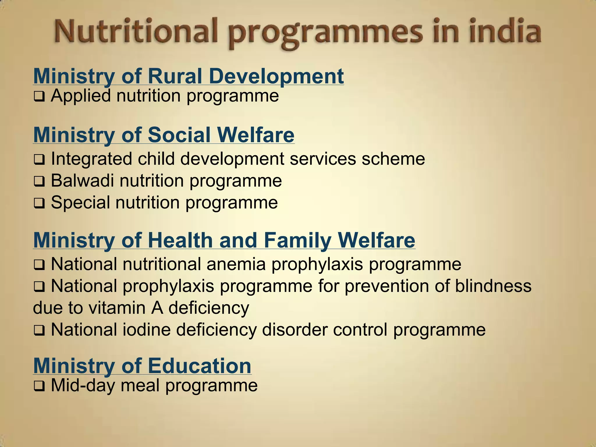 National nutritional programmes in india | PPTX