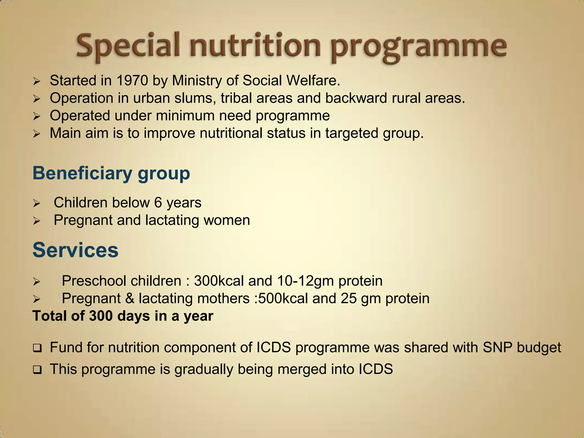 National nutritional programmes in india | PPTX
